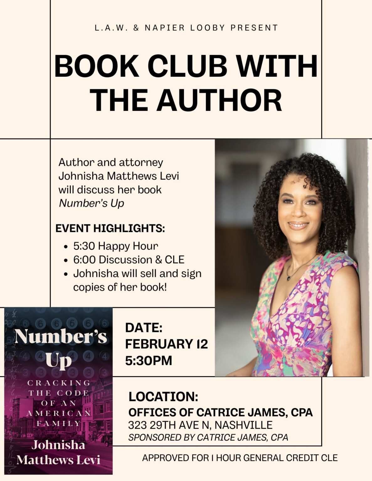 LAW Book Club with the Author of Number's Up - Lawyers Association for ...